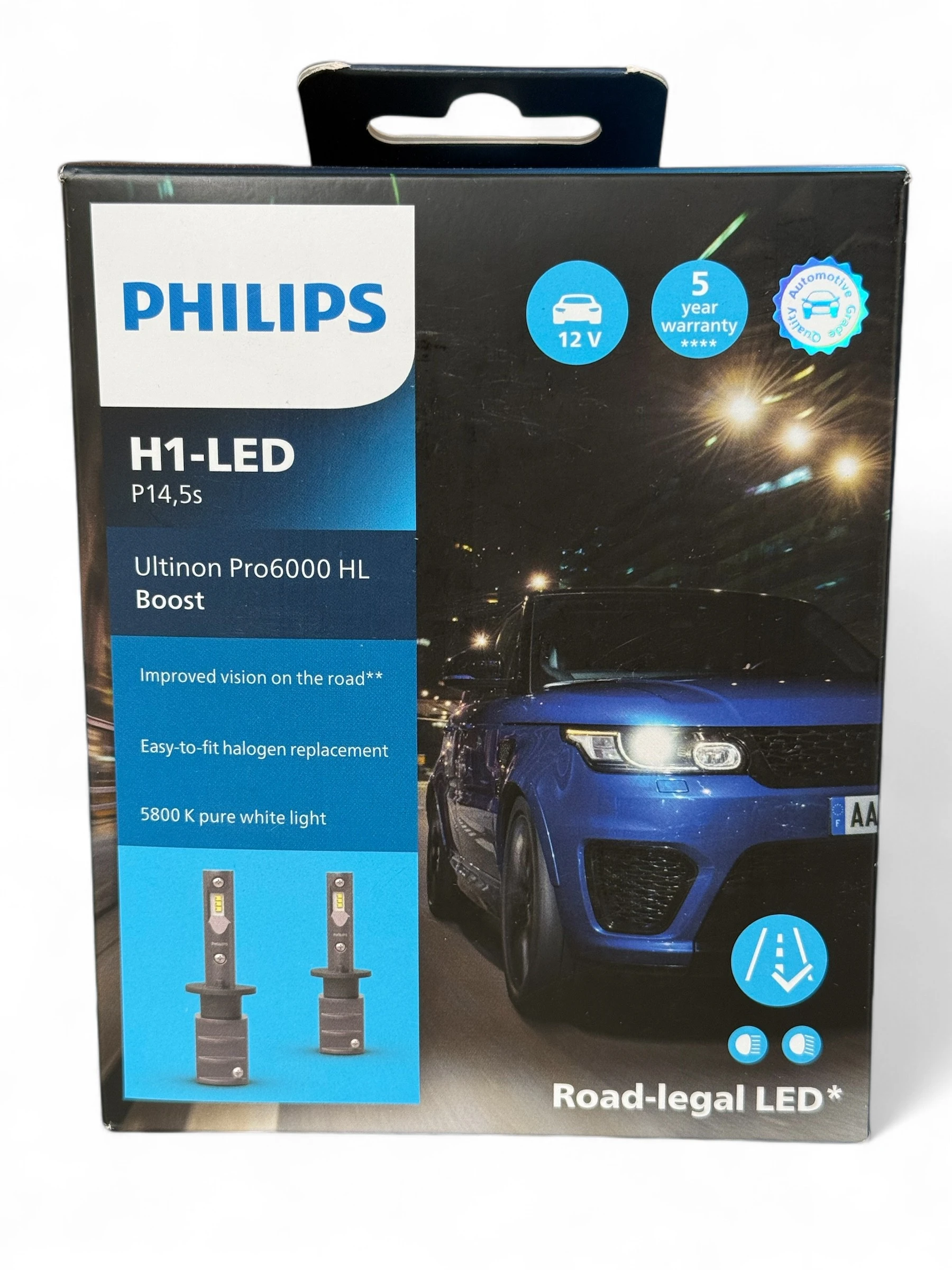 Philips H1 12v 18W Ultinon Pro6000 Boost 5800K +300% - | Landberg.dk