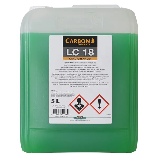 Carbon Coolant LC 18 Færdigblandet 5L - | Landberg.dk