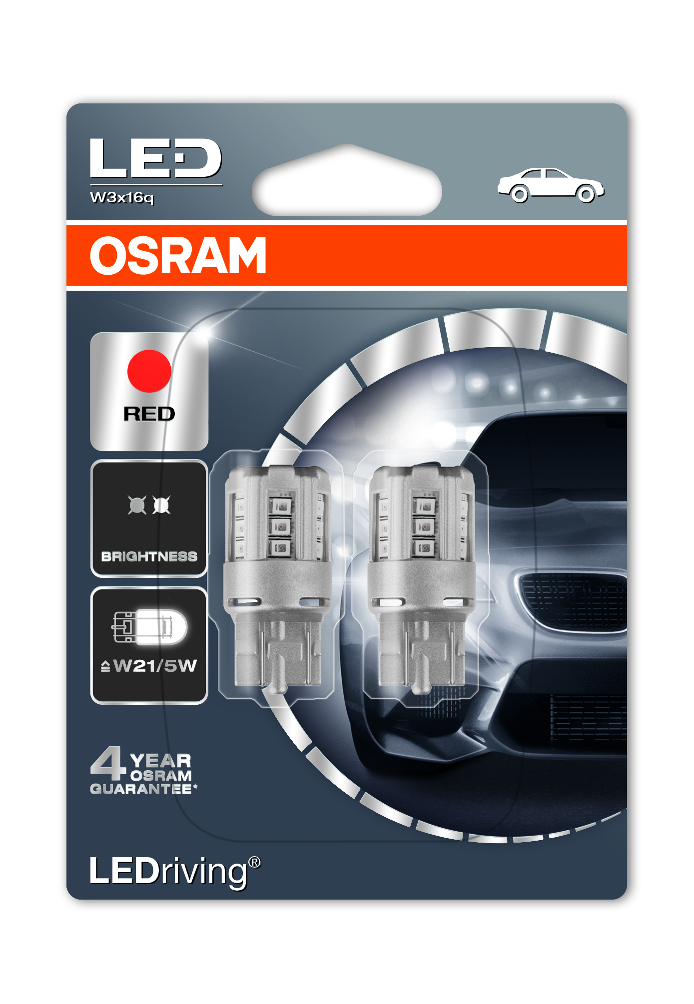 LED 12 V W21 5W T20 DC Rød | Osram | Landberg.dk